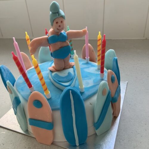 Paddle boarding birthday cake - The Great British Bake Off
