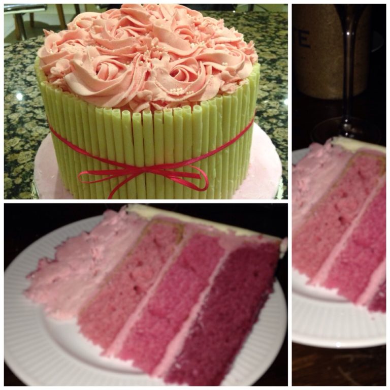 Rose Swirl Ombré Cake - The Great British Bake Off