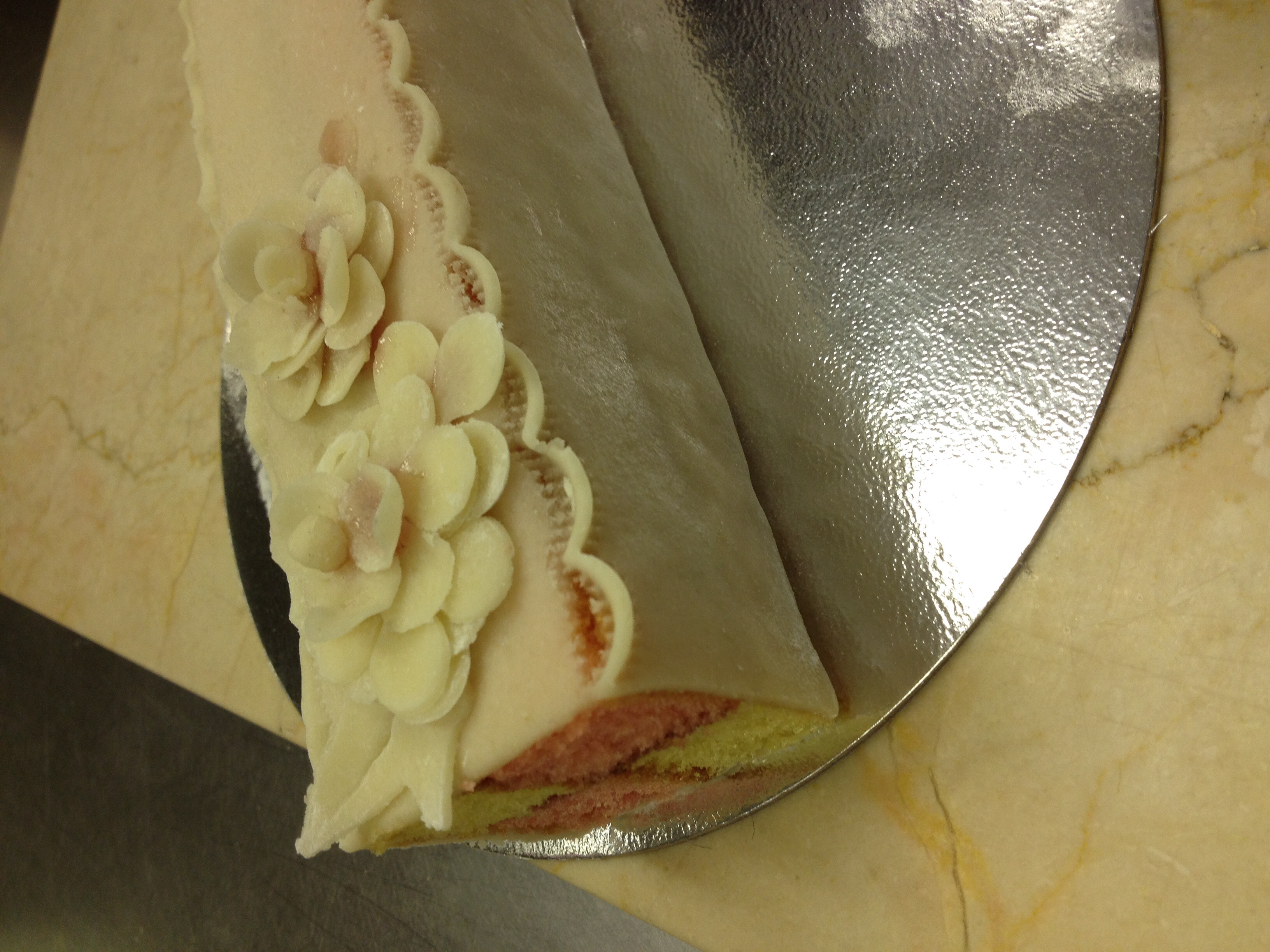 Battenberg with marzipan flowers - The Great British Bake Off