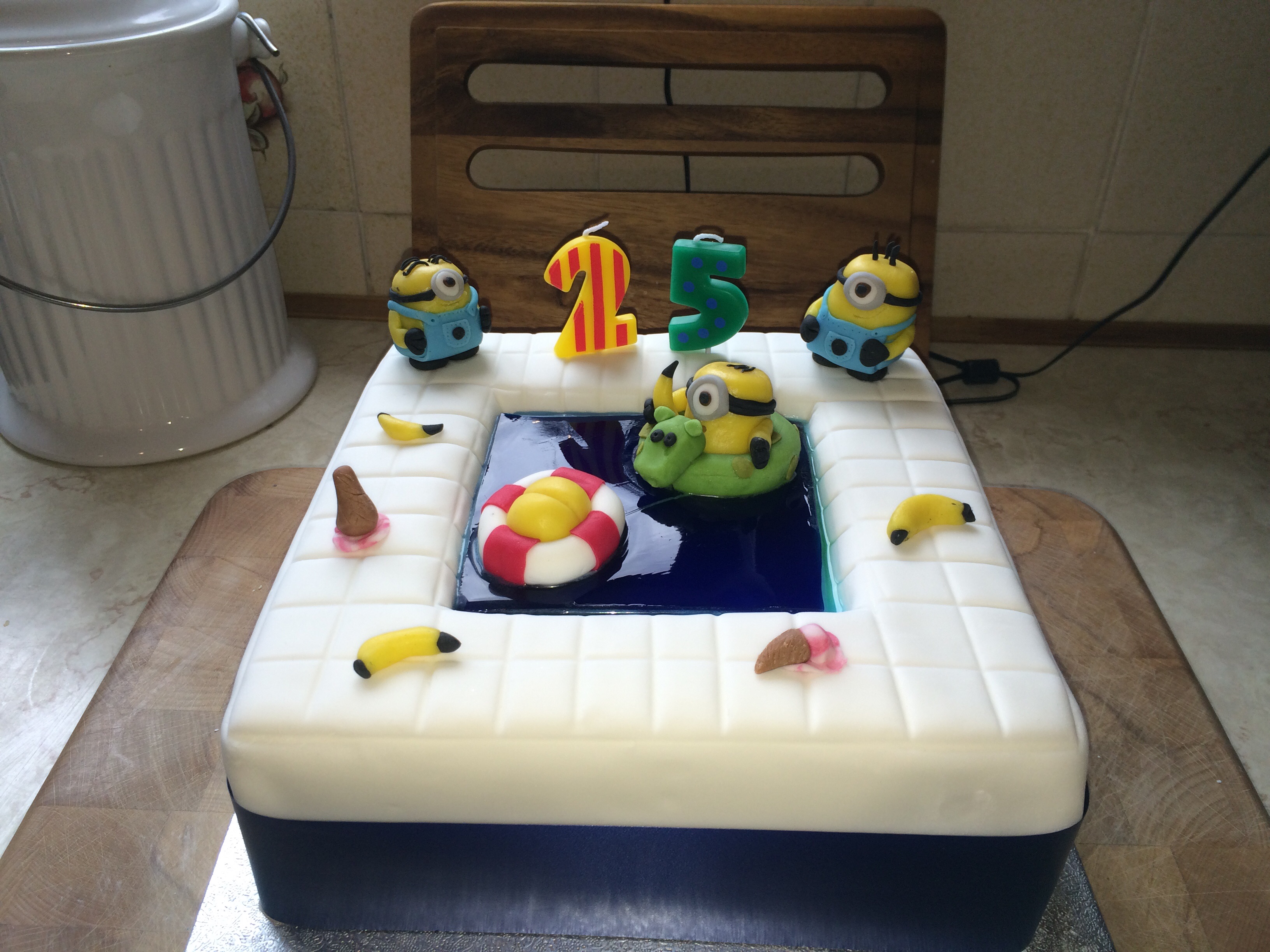 Minion swimming party cake - The Great British Bake Off