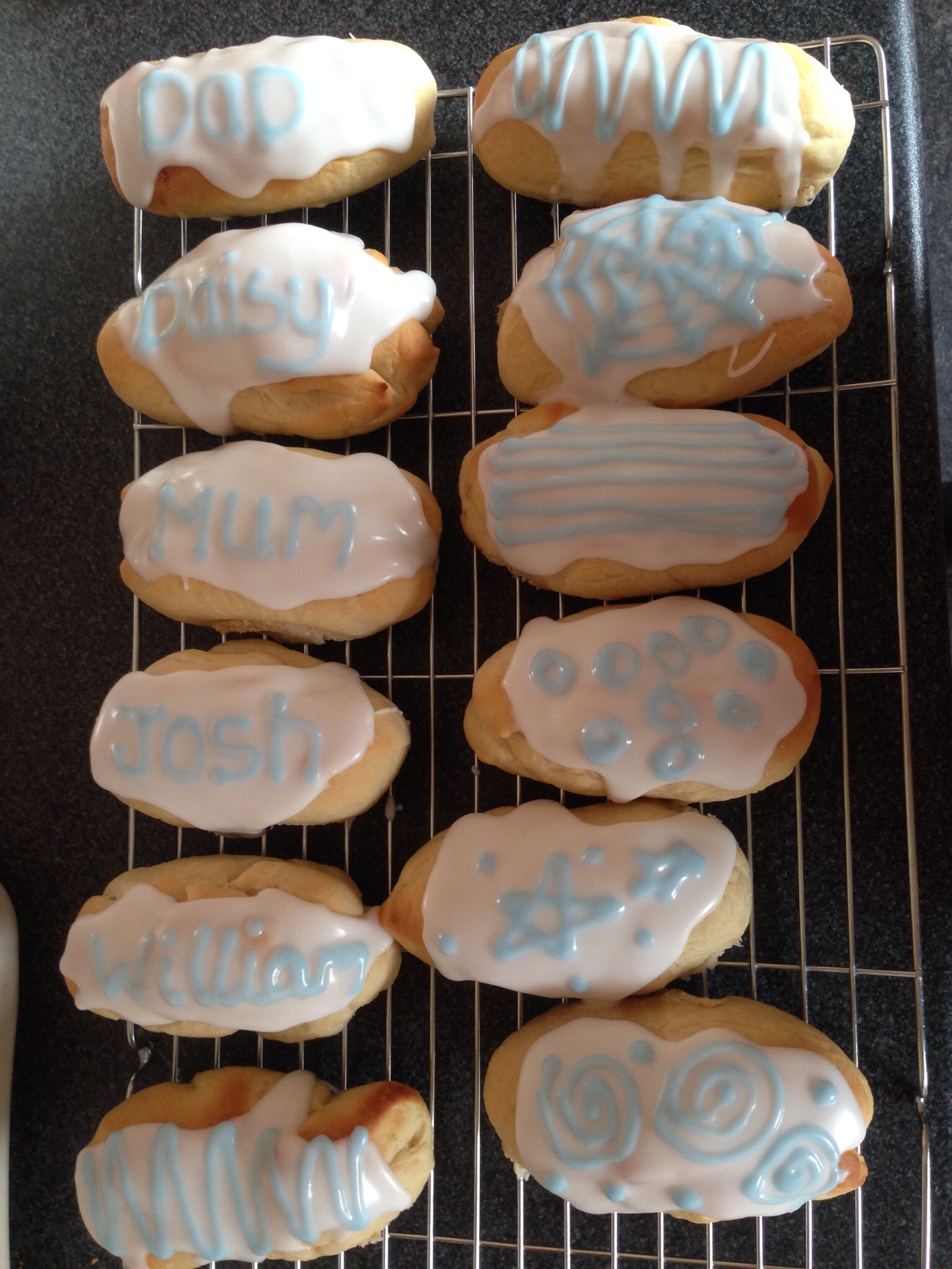 Sticky iced buns - The Great British Bake Off