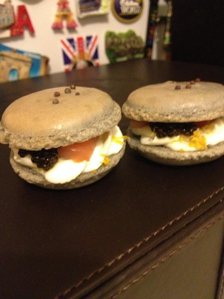 Salmon, cheese & Caviar Macaron - The Great British Bake Off